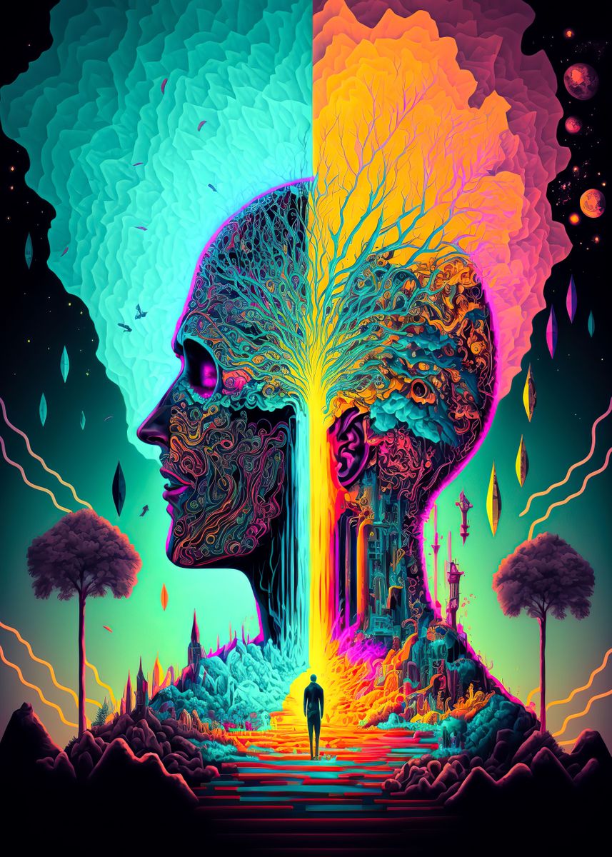 'Psychedelic brain' Poster, picture, metal print, paint by Siobhan Lamb ...