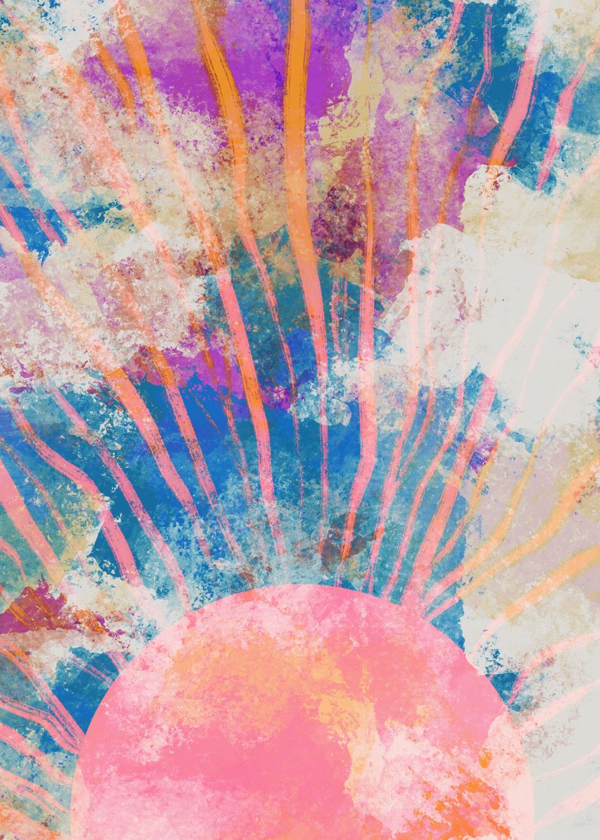'Grunge Painted Sun' Poster, picture, metal print, paint by HyggeStudio ...