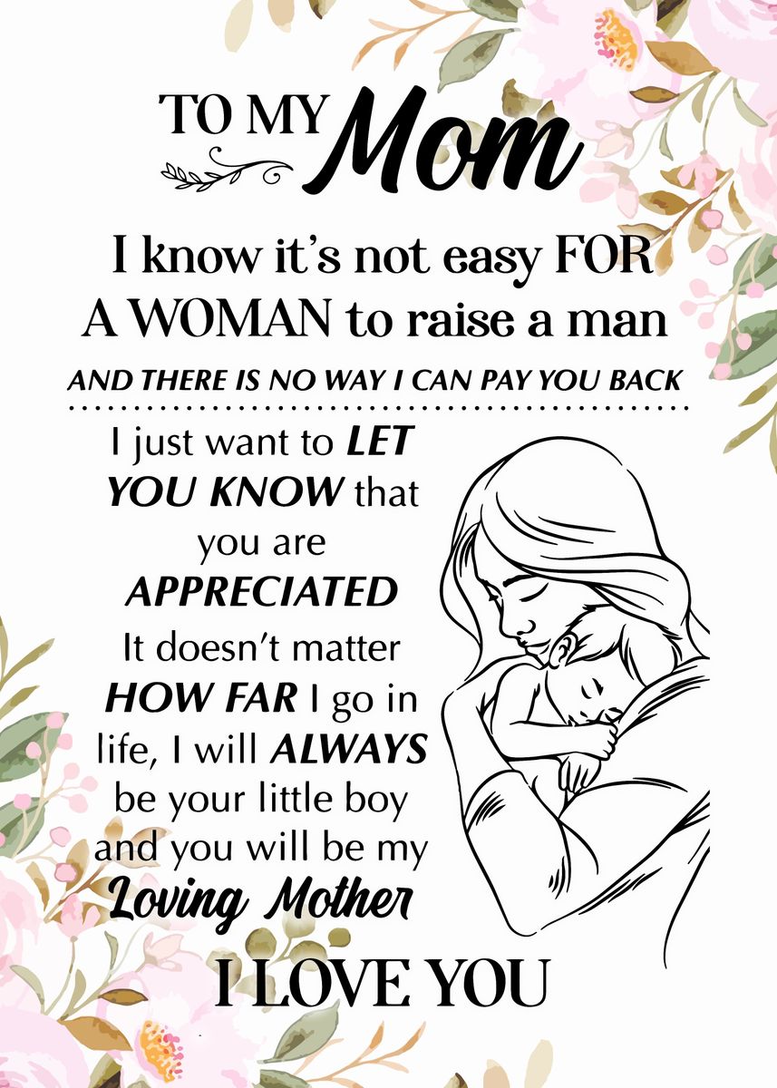 'To My Mom' Poster, picture, metal print, paint by Loves Poster | Displate