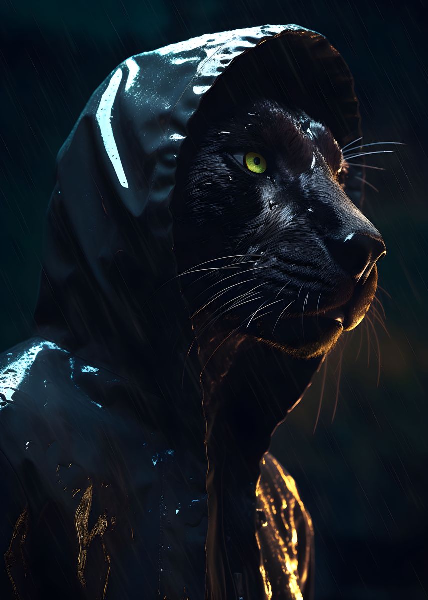 'Panther in a Raincoat' Poster, picture, metal print, paint by Makadur ...