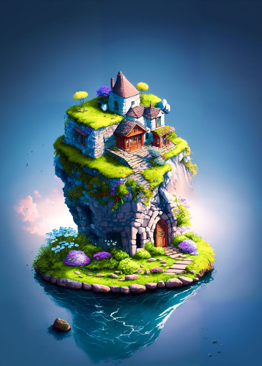 'Floating Cottage' Poster, picture, metal print, paint by ProfDrSmart ...