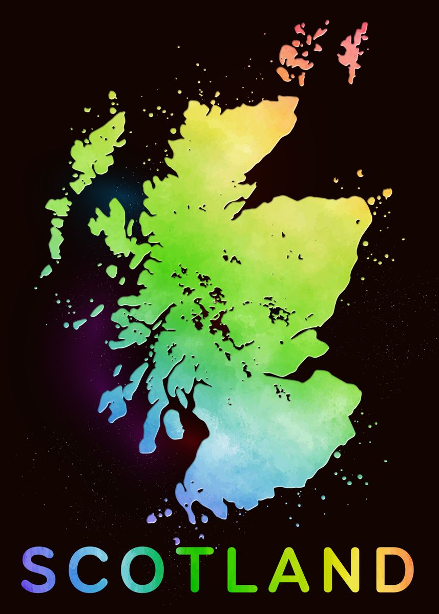 'Scotland Map ' Poster, picture, metal print, paint by Terrance Seay ...