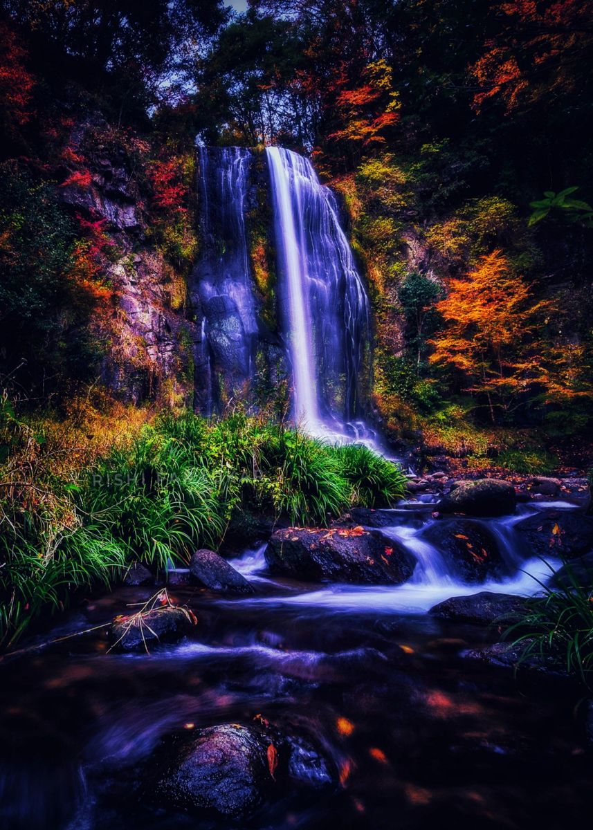 'Nature Waterfall' Poster, picture, metal print, paint by Wijaki ...