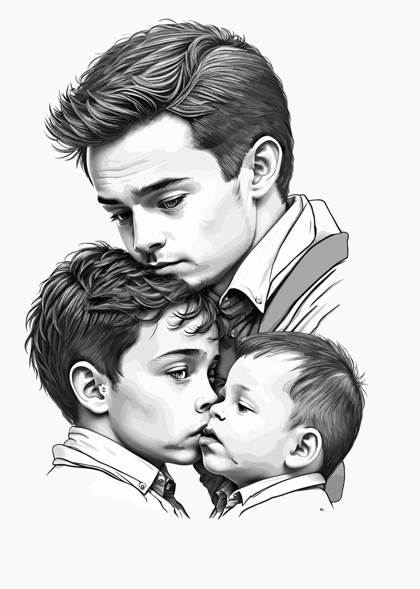 'Father of Two Artwork' Poster, picture, metal print, paint by Luxe Art ...