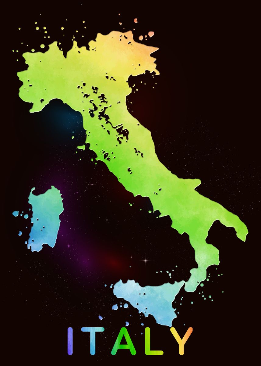'Italy Map ' Poster, picture, metal print, paint by Terrance Seay ...