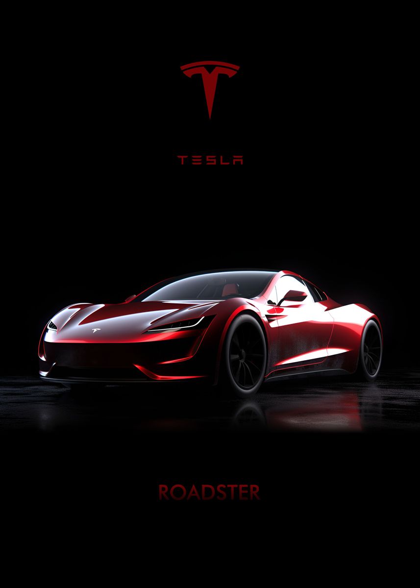'Roadster Electric Car' Poster, picture, metal print, paint by ...