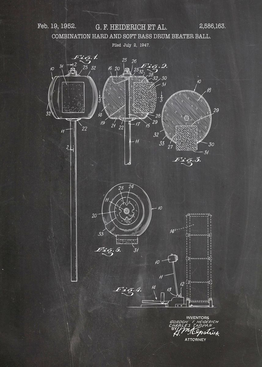 'Hard soft bass drum beater' Poster, picture, metal print, paint by ...