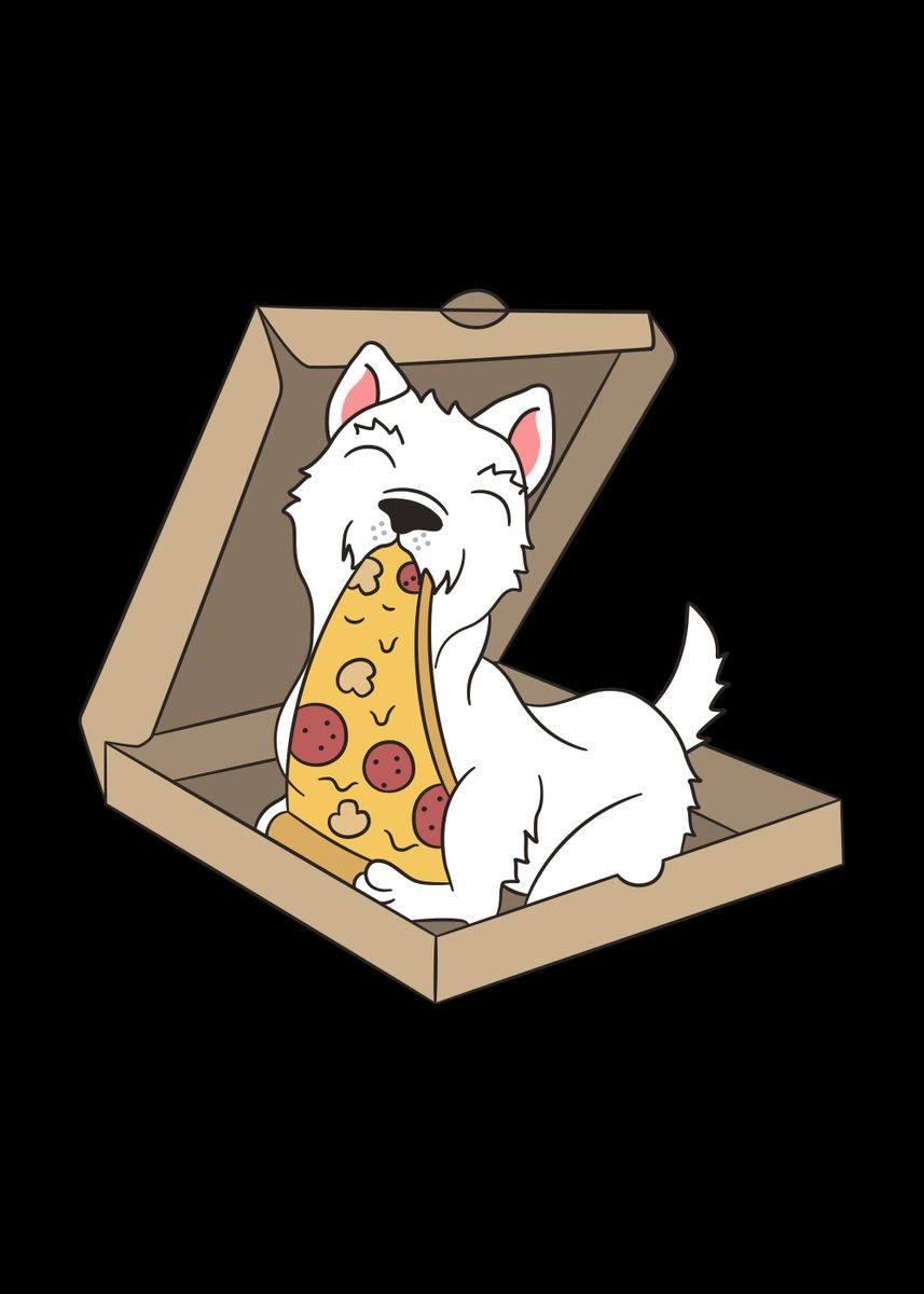 'Westie Pizza ' Poster, picture, metal print, paint by PetPrints | Displate