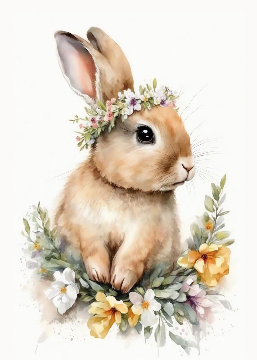 'Cute Baby Rabbit' Poster, picture, metal print, paint by Sambel Pedes ...