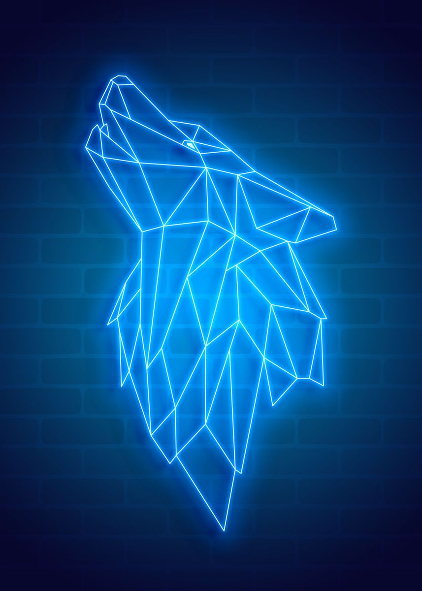 'Polygon wolf neon' Poster, picture, metal print, paint by dam art ...