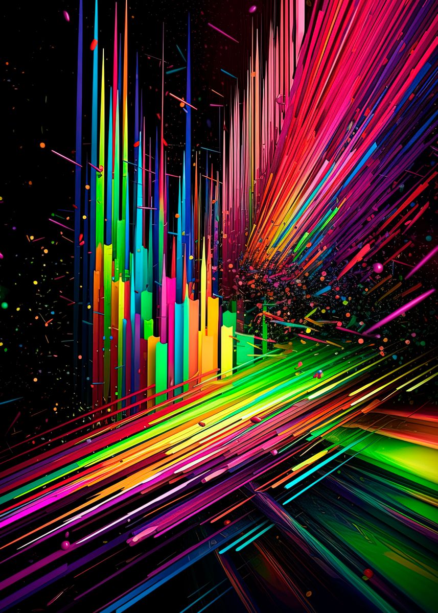 'Neon Space 03' Poster, picture, metal print, paint by The Fire | Displate