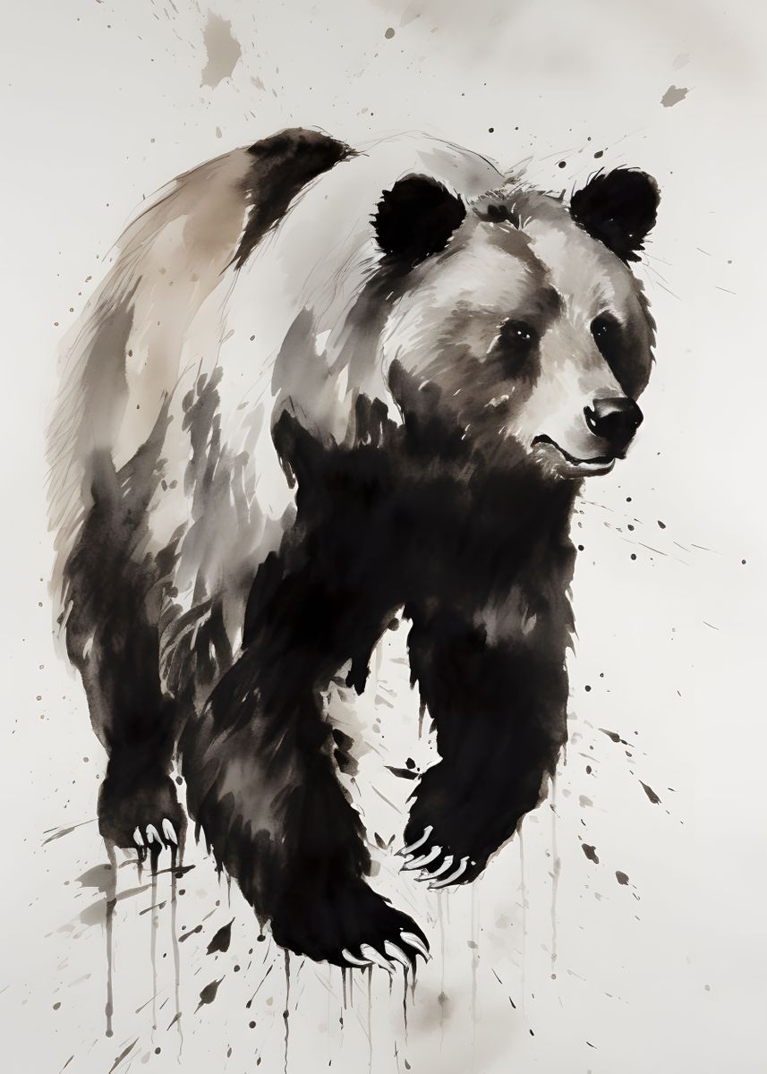 'Brown Bear Ink' Poster, picture, metal print, paint by GoodLifeImages ...