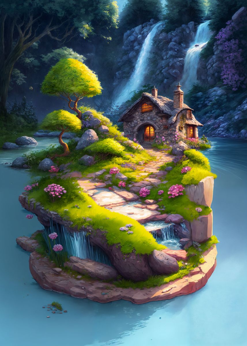 'Floating Cottage' Poster, picture, metal print, paint by ProfDrSmart ...