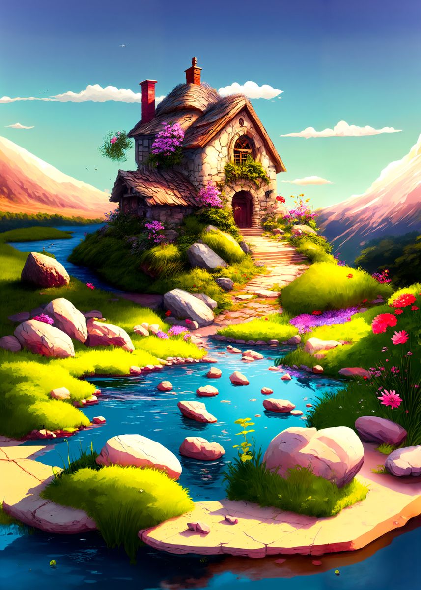 'Floating Cottage' Poster by ProfDrSmart | Displate