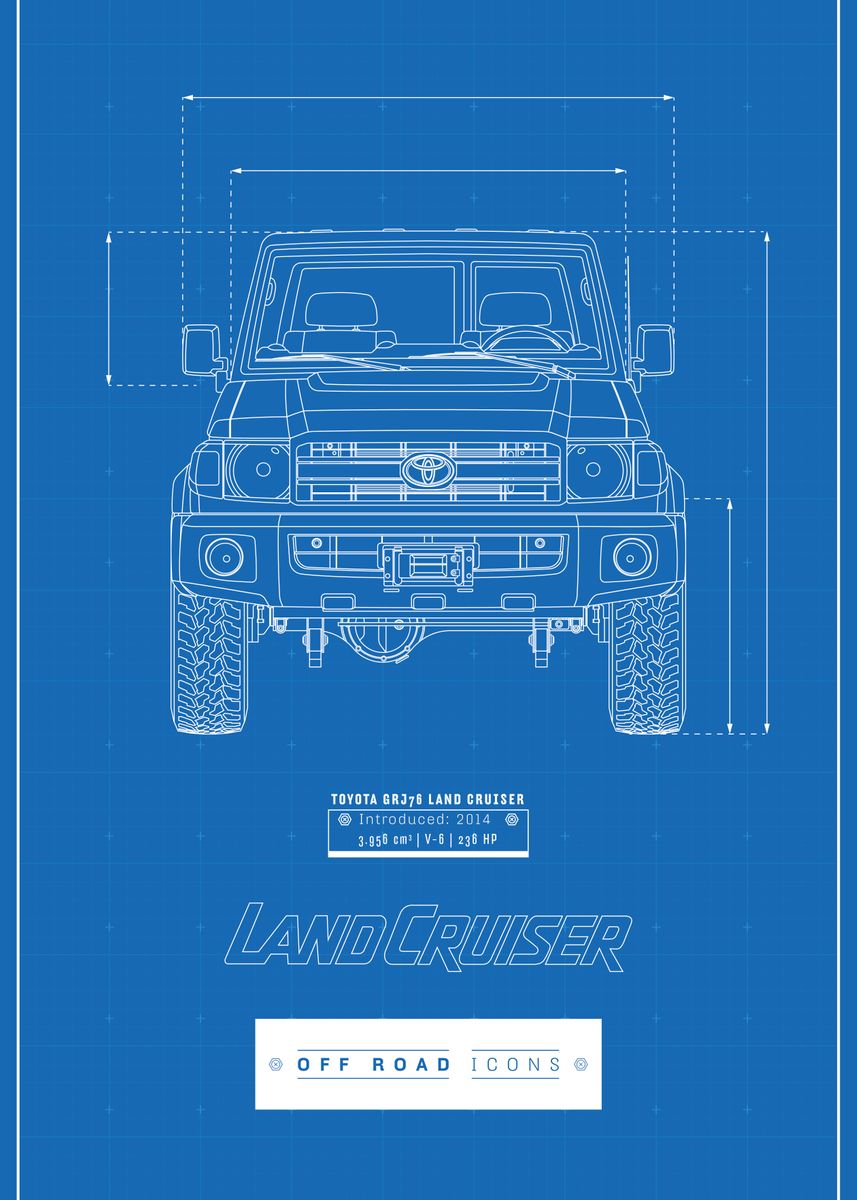 'GRJ76 blueprint' Poster by Off Road Icons Design | Displate