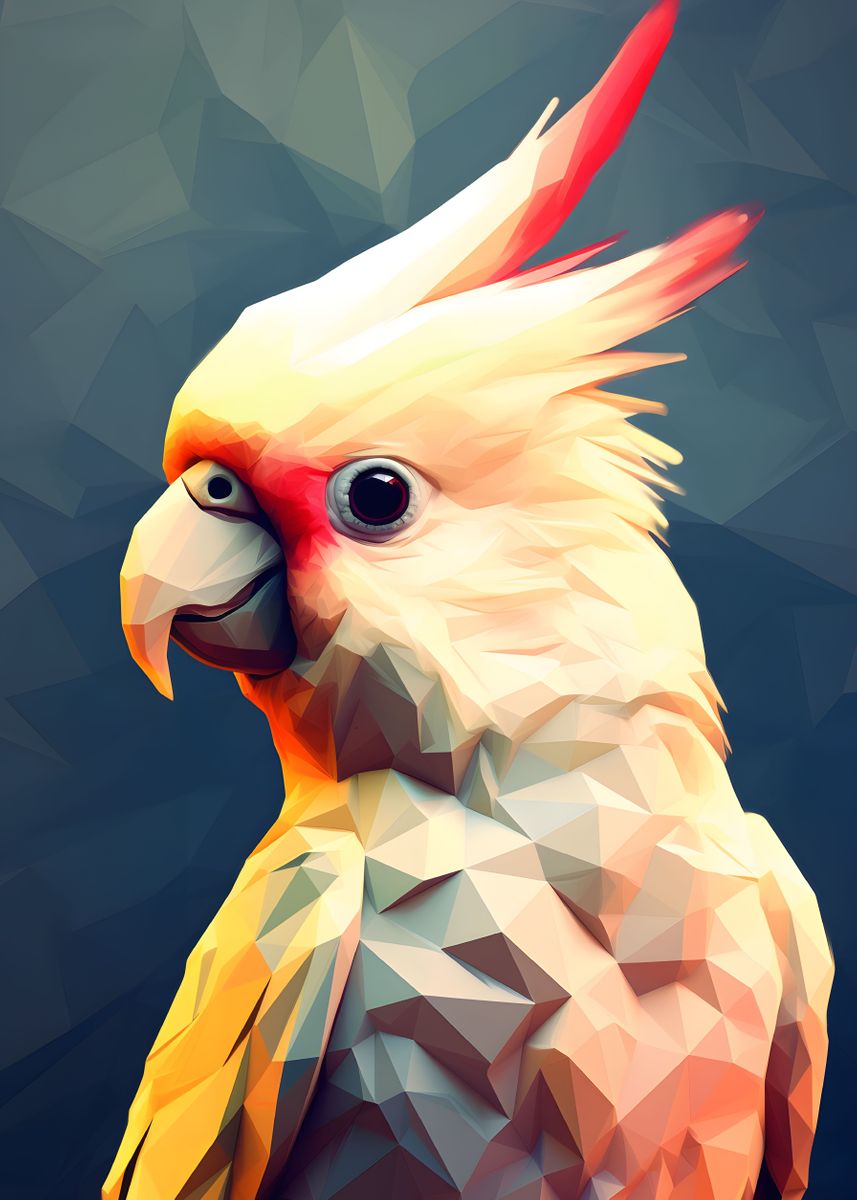 'Geometric Cockatiel' Poster, picture, metal print, paint by ...
