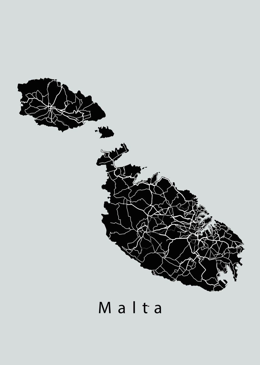 'Malta Island Map' Poster, picture, metal print, paint by Mapique ...
