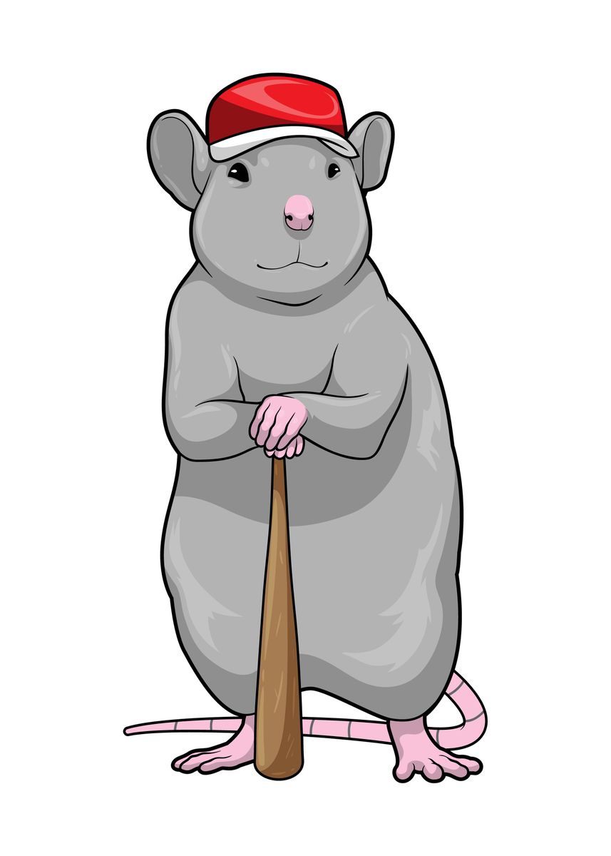 'Rat Baseball Baseball bat' Poster, picture, metal print, paint by ...