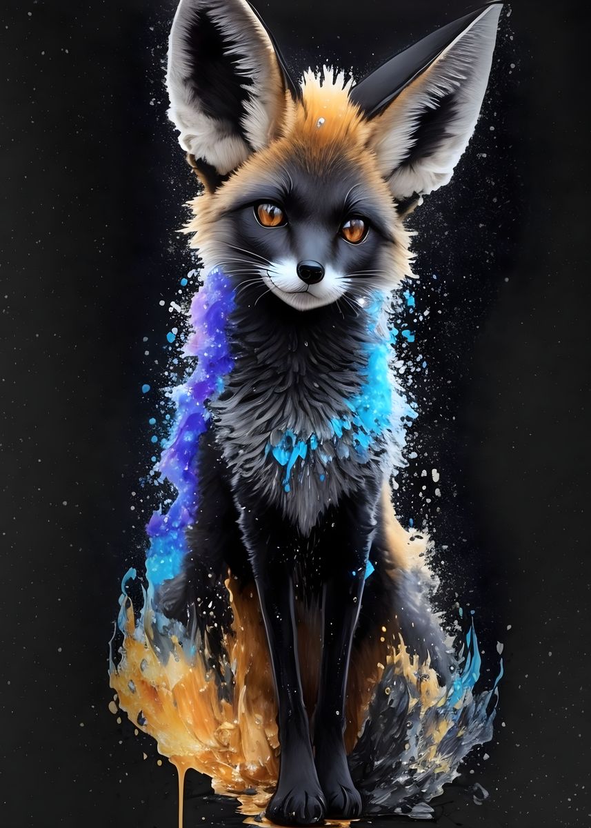 'Red and Grey Fennec Fox' Poster, picture, metal print, paint by A J ...