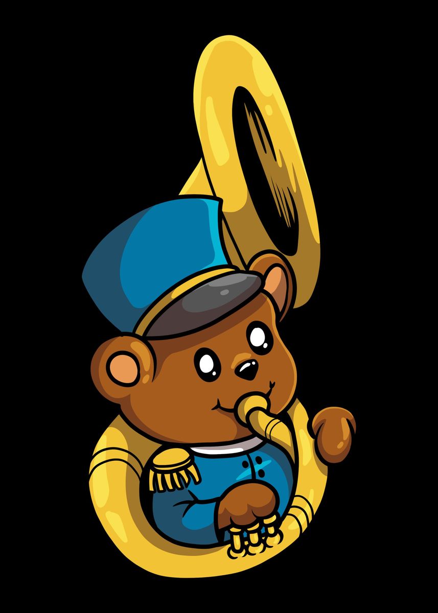 'Marching Band Tuba Bear' Poster, picture, metal print, paint by ...