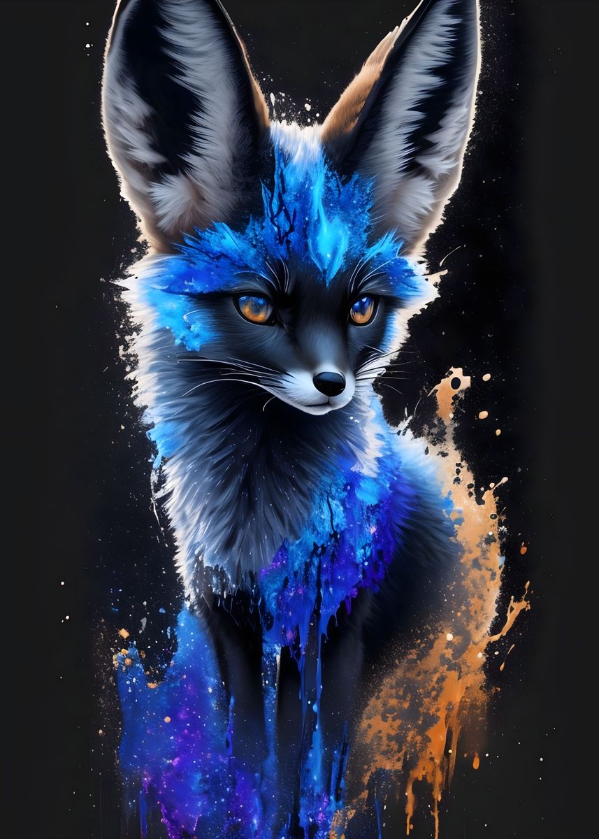 'Grey Fennec Fox ' Poster, picture, metal print, paint by A J RILEY ...