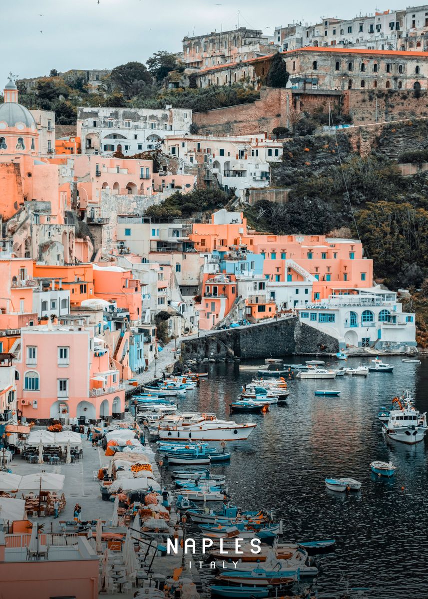 'Naples ' Poster, picture, metal print, paint by Famous City | Displate