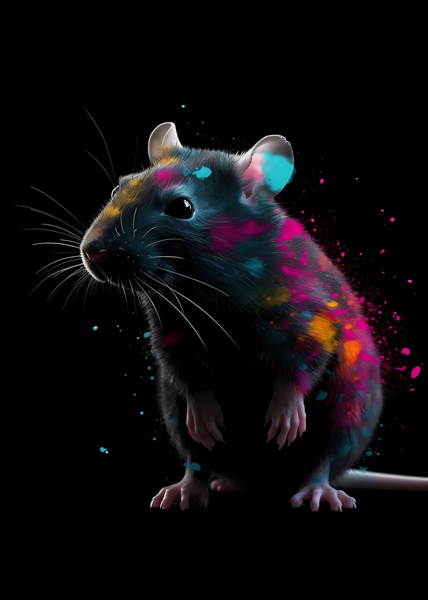 'Rat Colorful' Poster, picture, metal print, paint by FavoritePlates ...