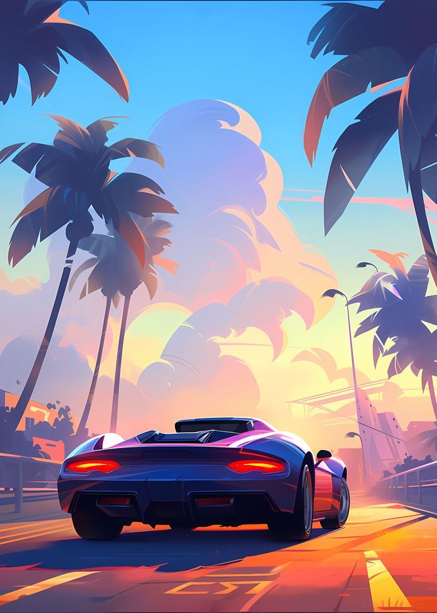 'Retro 80s Car' Poster, picture, metal print, paint by Adryan Baba ...