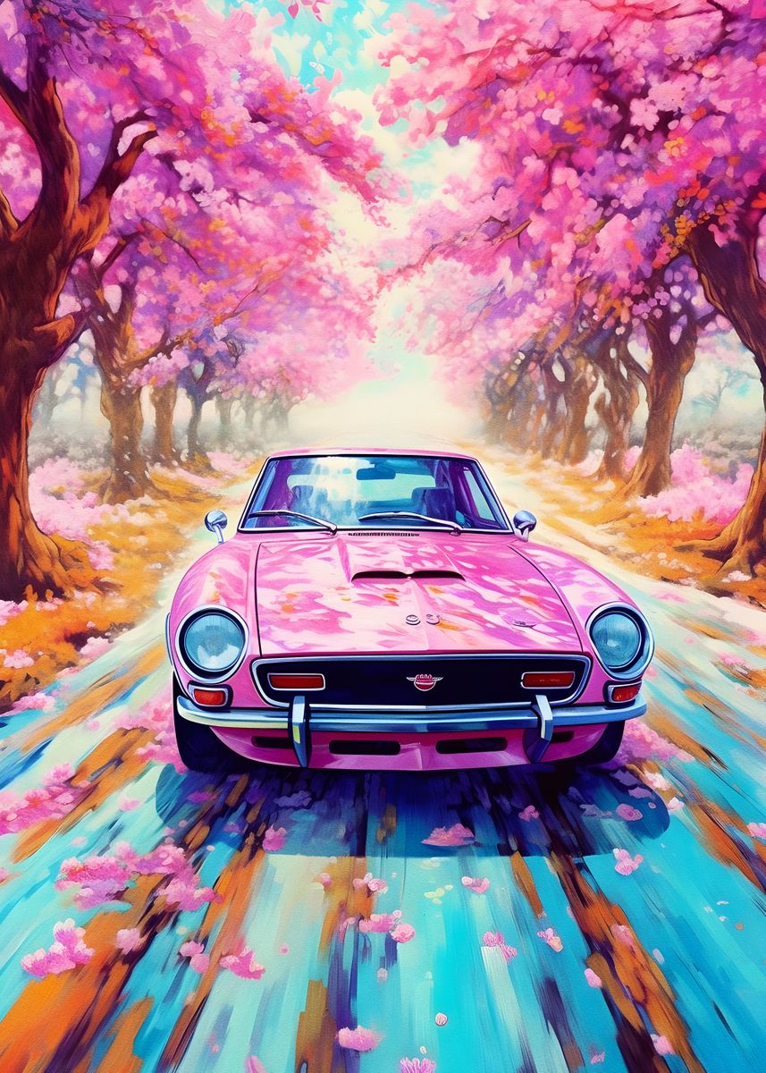 'Cherry blossom super car 1' Poster, picture, metal print, paint by ...