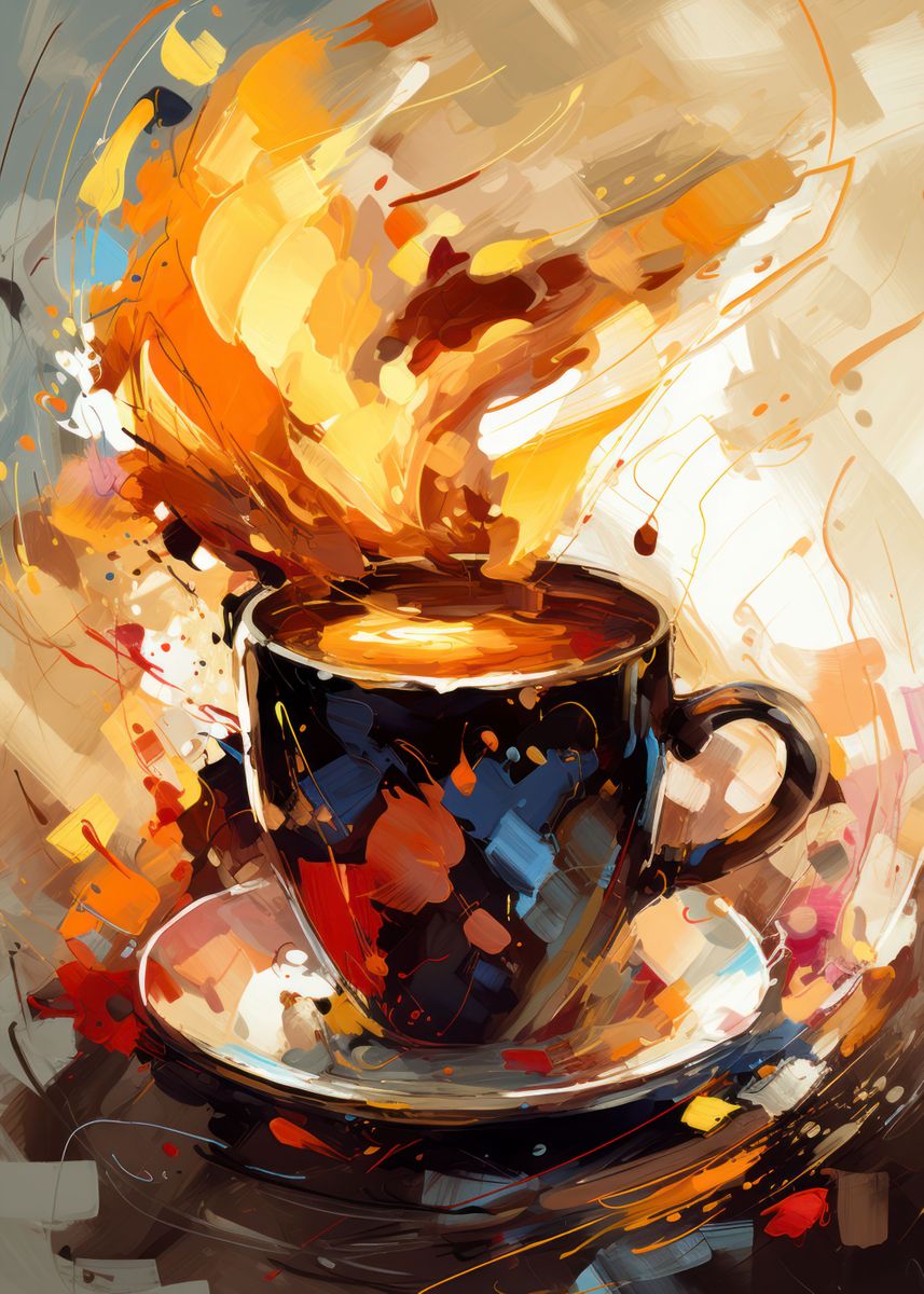 'Hot Coffee Cup' Poster, picture, metal print, paint by Timmphy | Displate