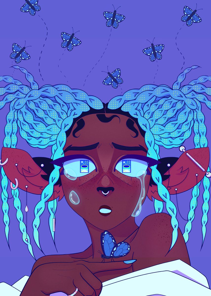 'Blue Butterfly Fawn' Poster, picture, metal print, paint by KotMelon ...