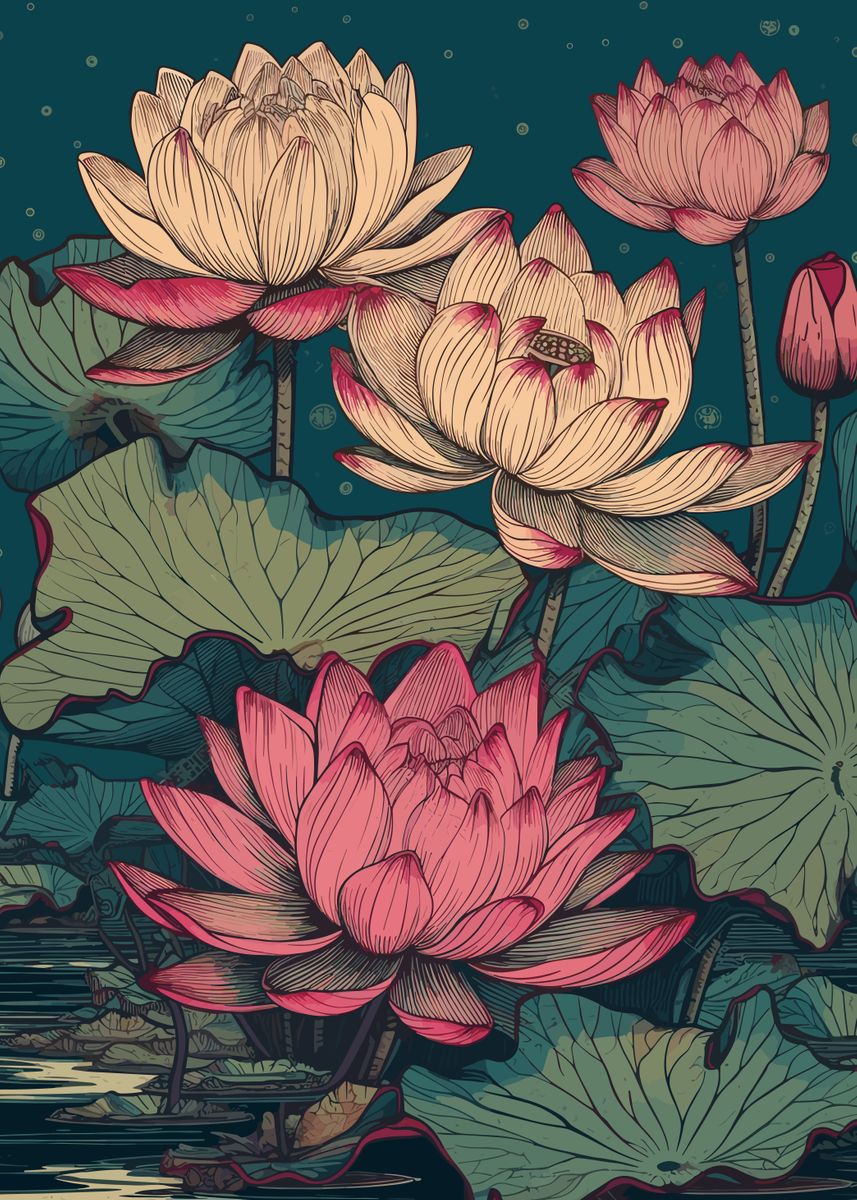 'Lotus bloom painting' Poster, picture, metal print, paint by Powerful ...