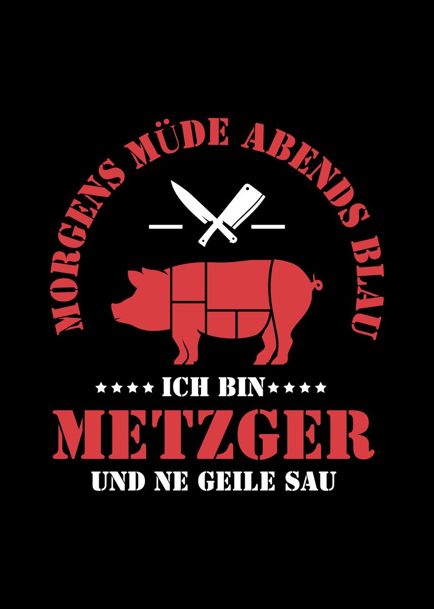 'German Butcher' Poster, picture, metal print, paint by Sebastian ...