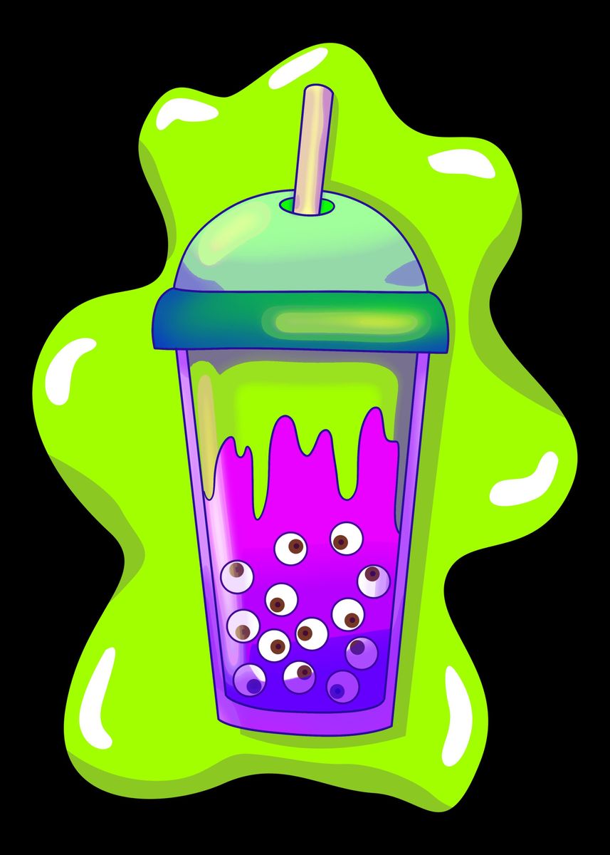 'Bubble Tea Monster' Poster, picture, metal print, paint by Hexor ...