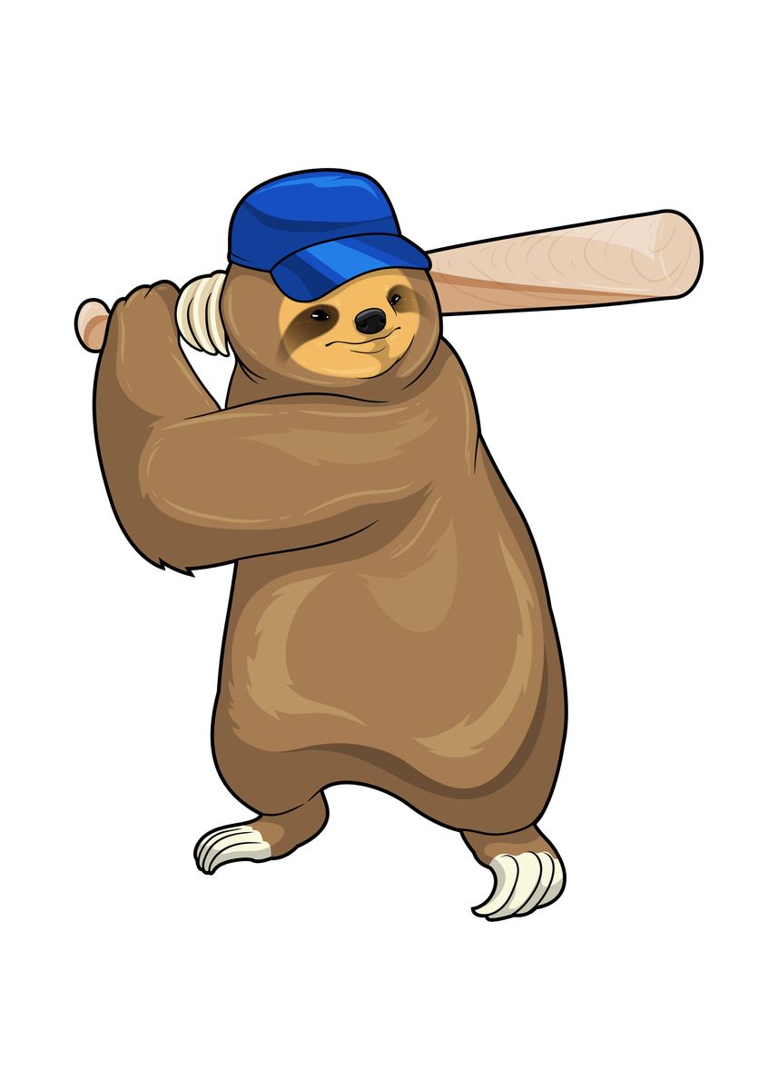 'Sloth Baseball Cap' Poster, picture, metal print, paint by Markus ...