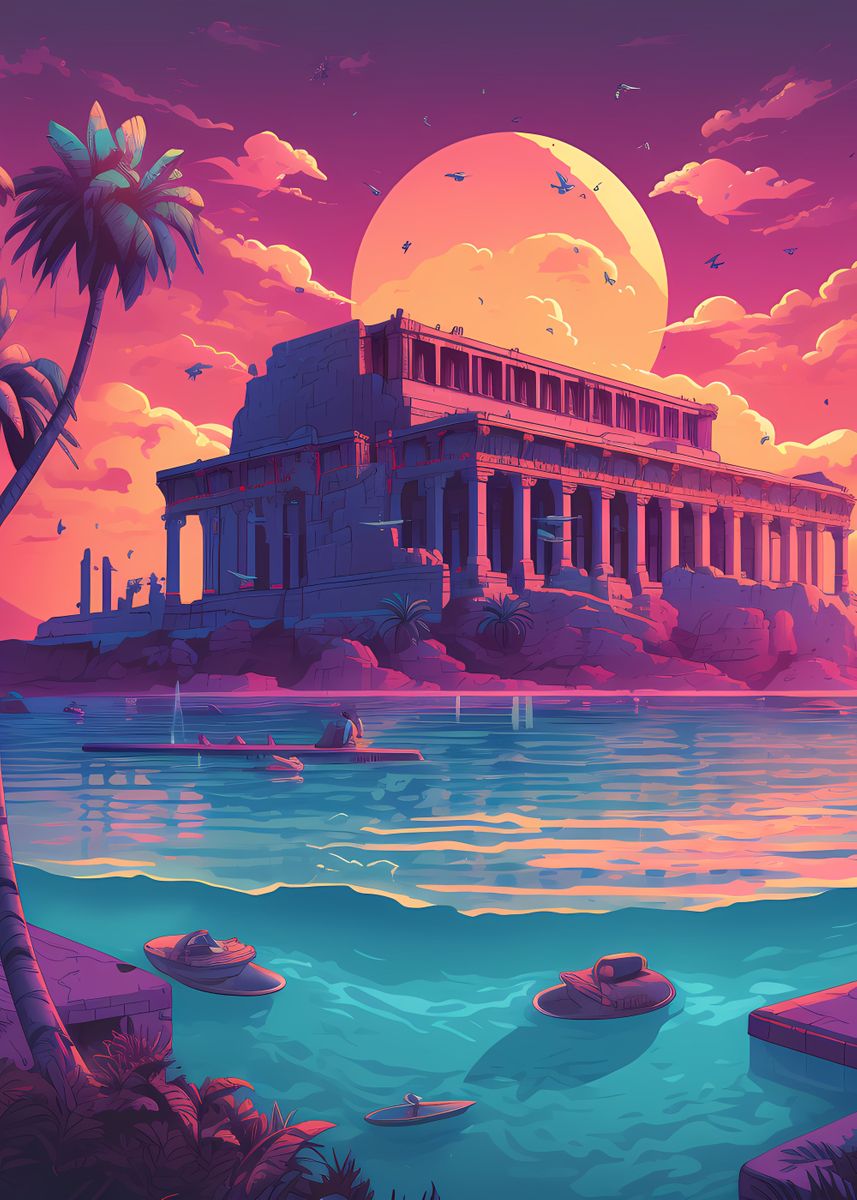 'Retro Moon Buikding' Poster by Adryan Baba | Displate