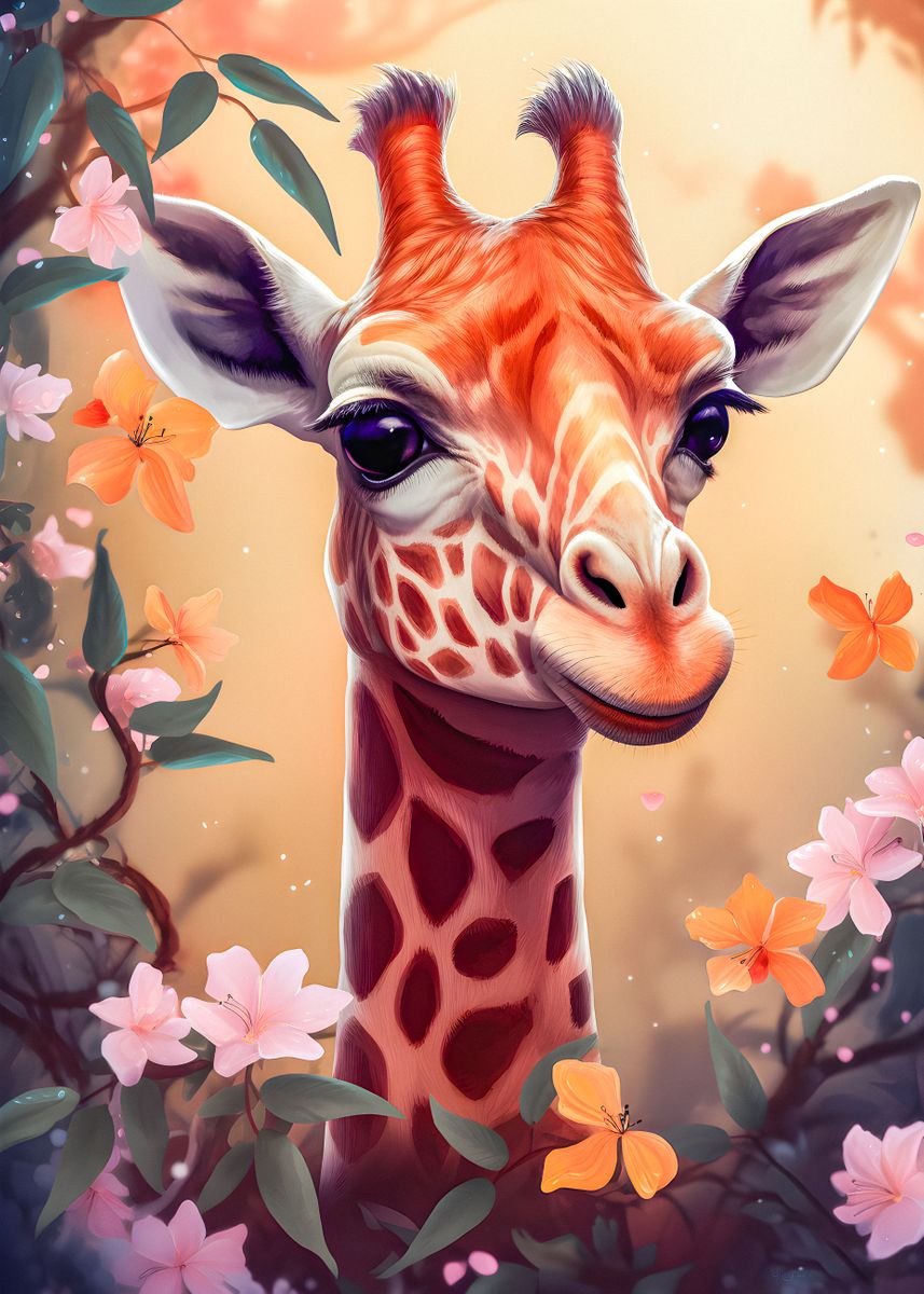 'Giraffe Linda' Poster, picture, metal print, paint by Alan Frijns ...