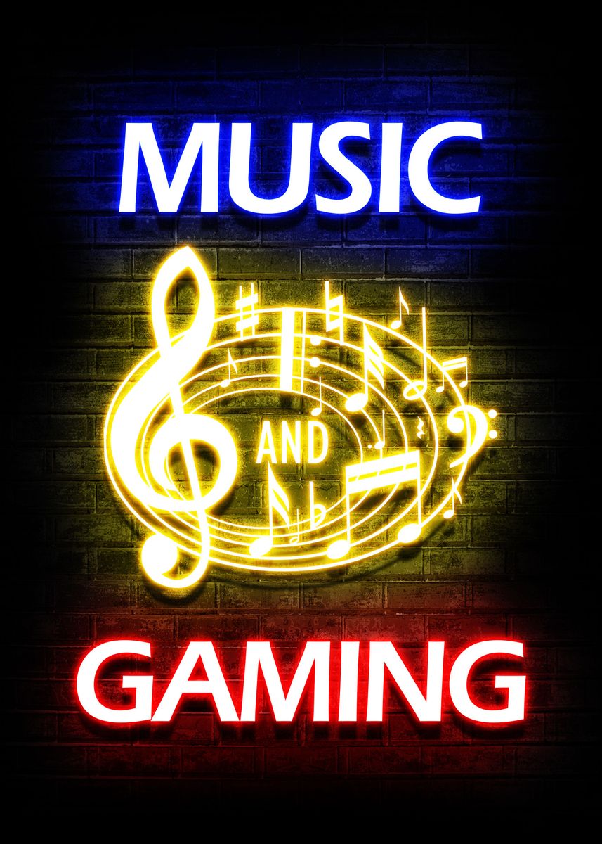 'Music And Gaming' Poster, picture, metal print, paint by Black Four ...