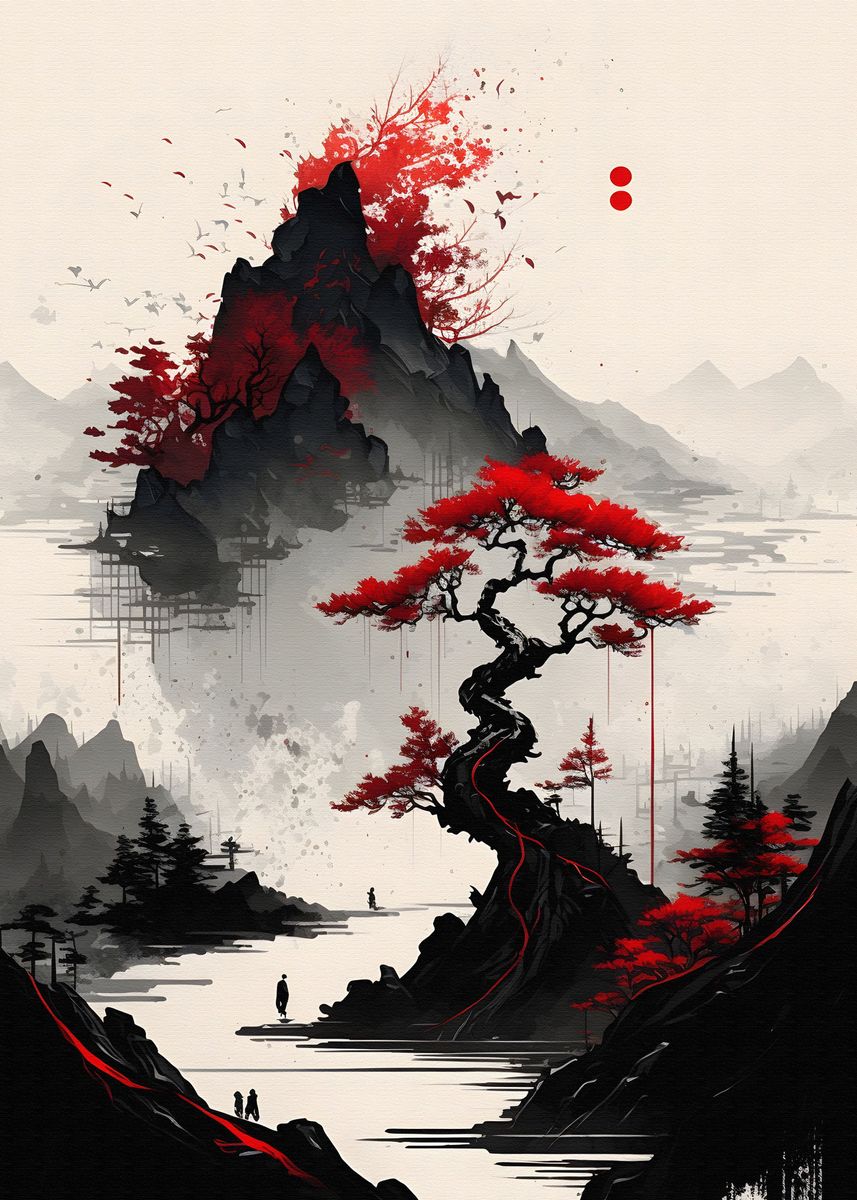 'Watercolor Chinese style' Poster, picture, metal print, paint by ...