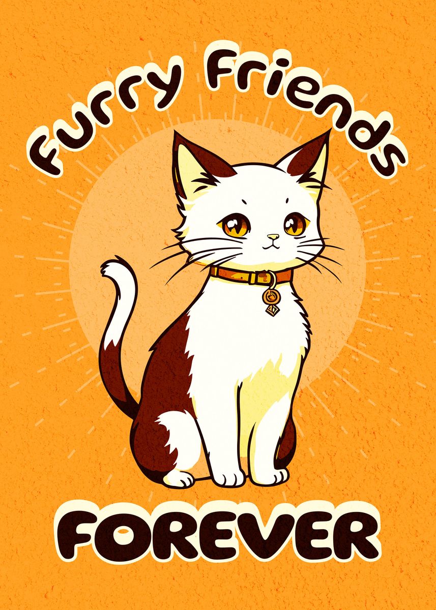 'Furry Friends Cats' Poster, picture, metal print, paint by Jovana ...