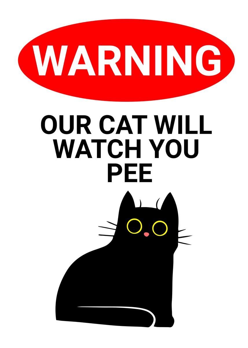 'FUNNY CAT PEE EYES' Poster, picture, metal print, paint by Atomic ...