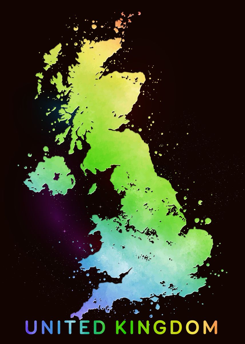 'United Kingdom Map' Poster, picture, metal print, paint by Terrance ...