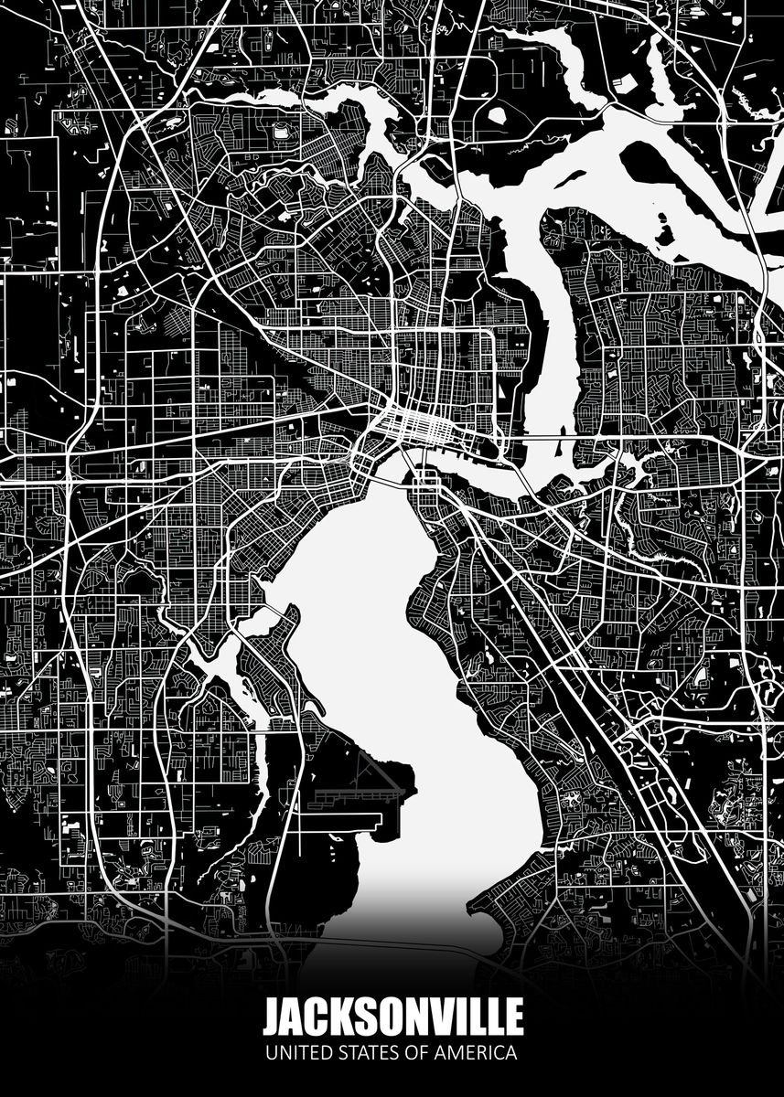 'Jacksonville USA Map' Poster, picture, metal print, paint by Zake ...