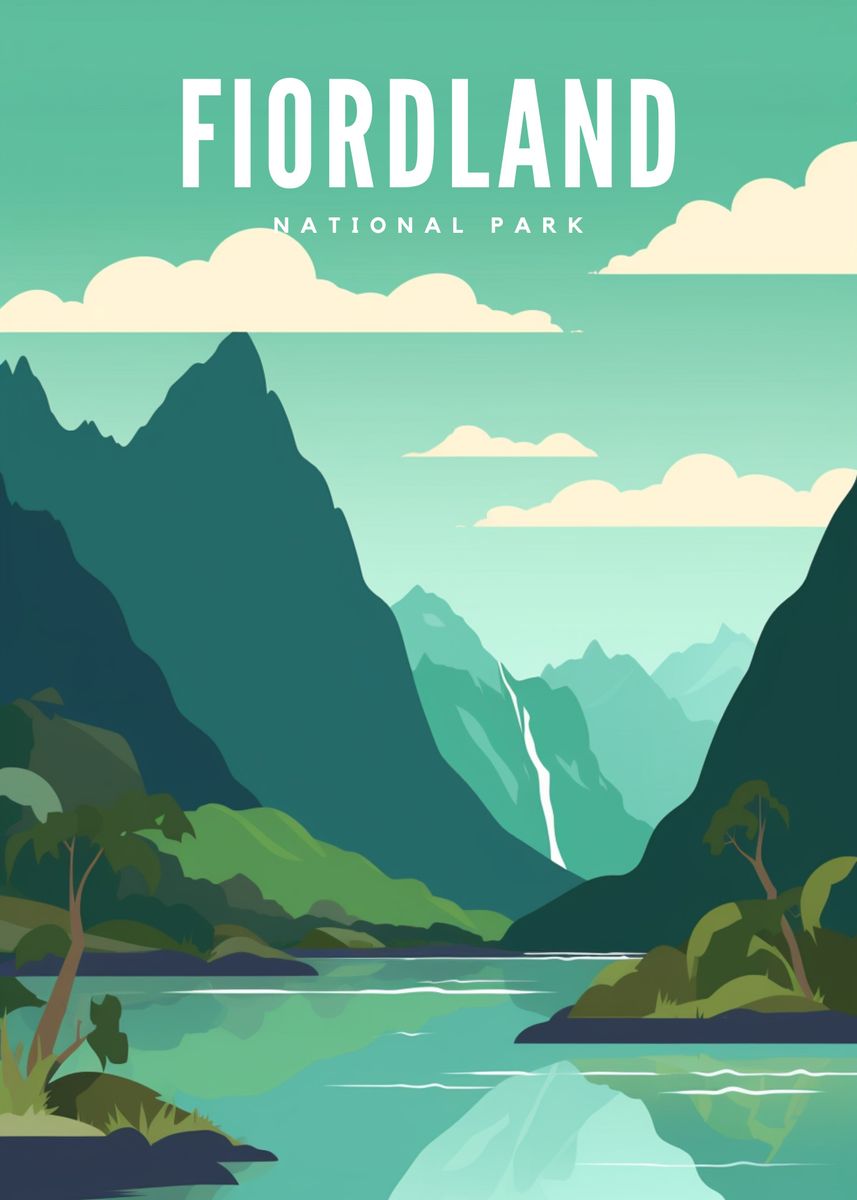 'Fiordland National Park' Poster, picture, metal print, paint by Mark ...