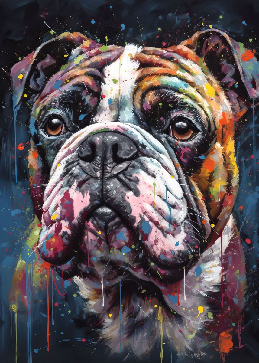 'Bulldog painting' Poster, picture, metal print, paint by Karolina ...