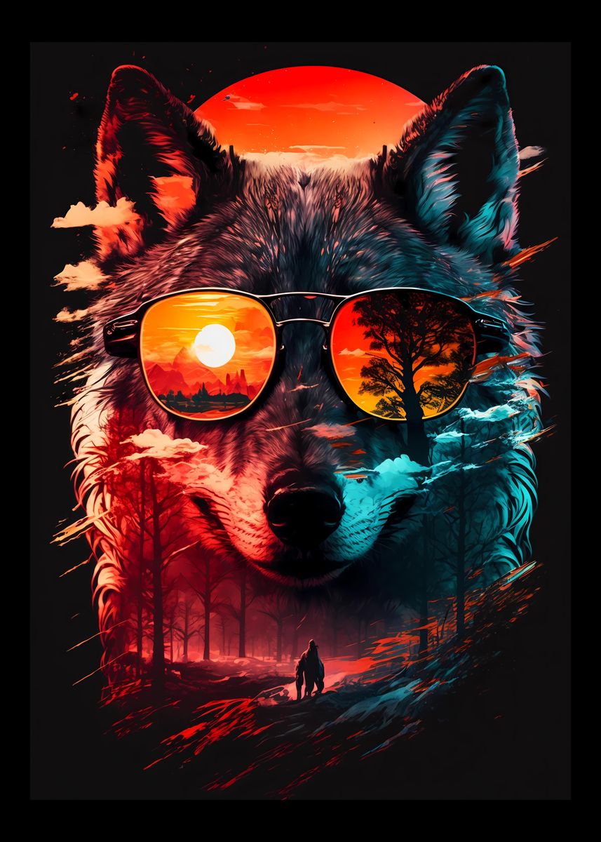 'Wolf Moon' Poster, picture, metal print, paint by Hexor | Displate