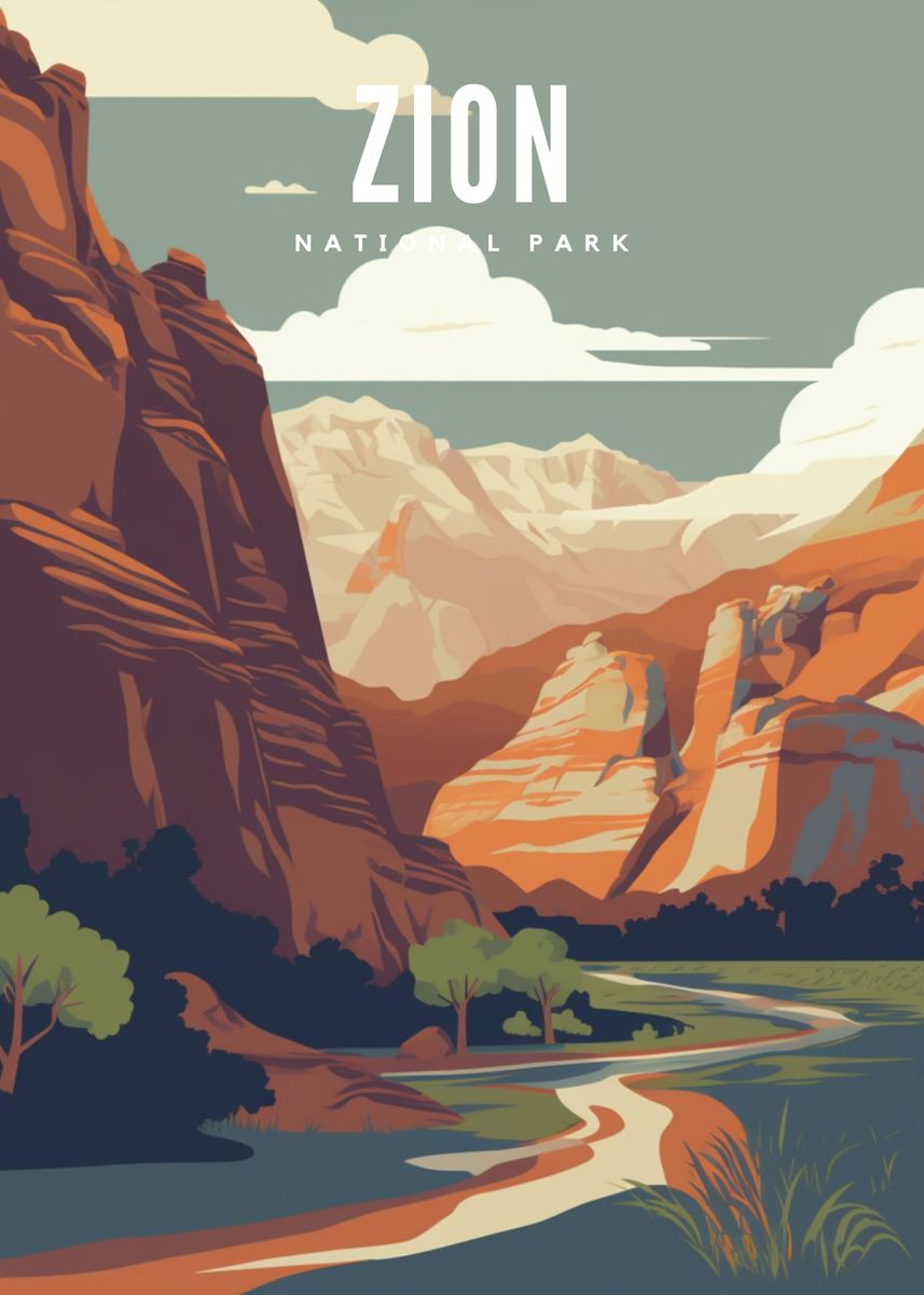 'Zion National Park' Poster, picture, metal print, paint by Mark ...