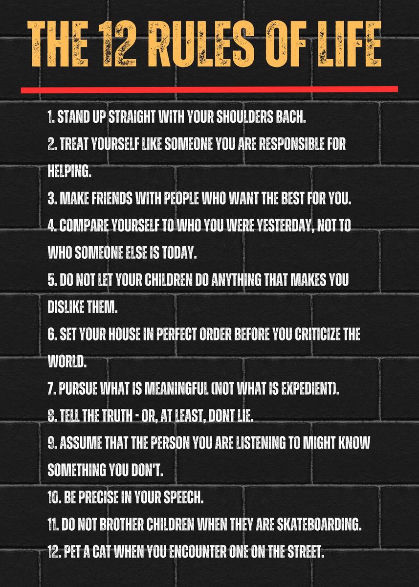 '12 Rules Of Life' Poster, picture, metal print, paint by Wijaki ...