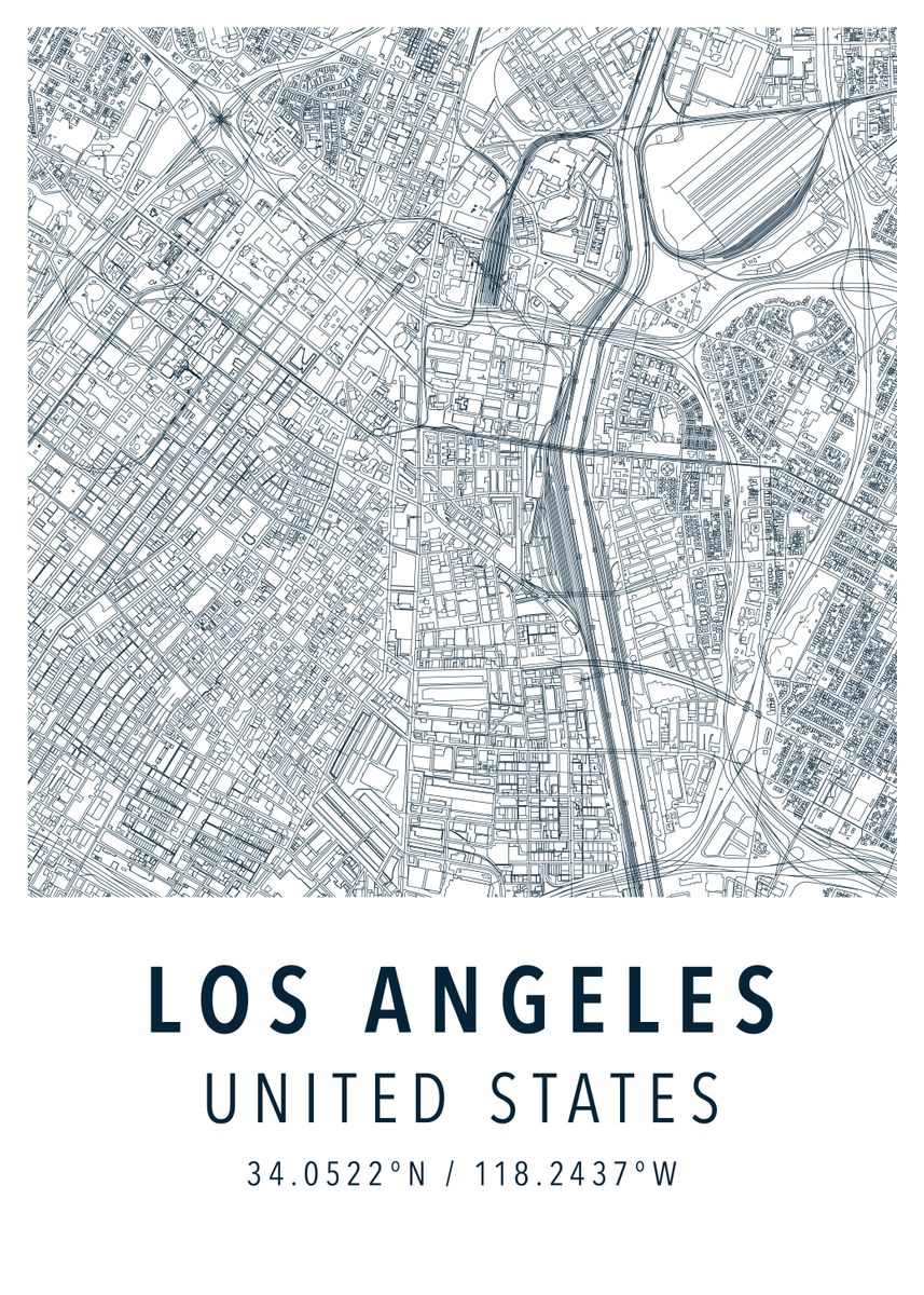 'los angeles simple map' Poster, picture, metal print, paint by Denise ...
