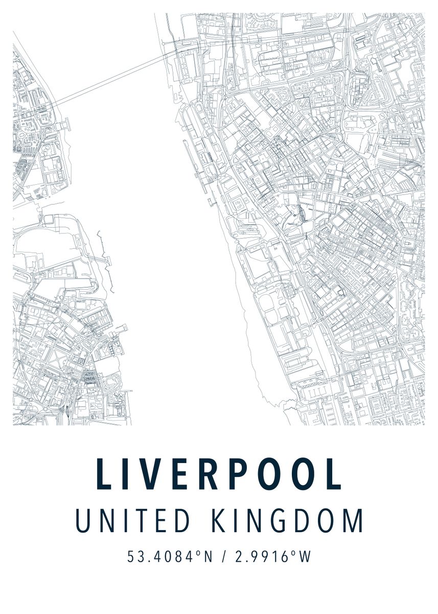 'liverpool simple map' Poster, picture, metal print, paint by Denise ...